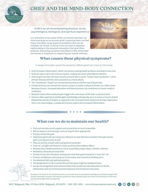 Grief and the Mind-Body Connection - Center for Loss and Bereavement