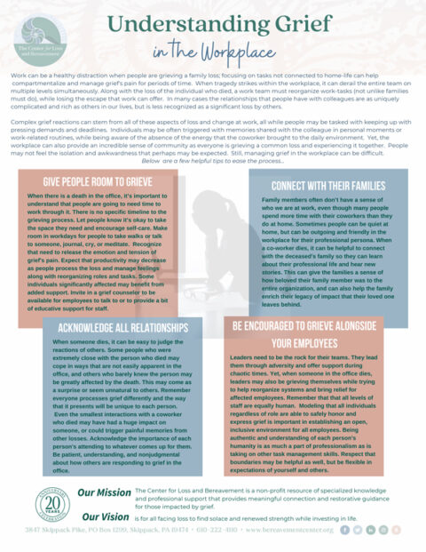Understanding Grief in the Workplace - Center for Loss and Bereavement